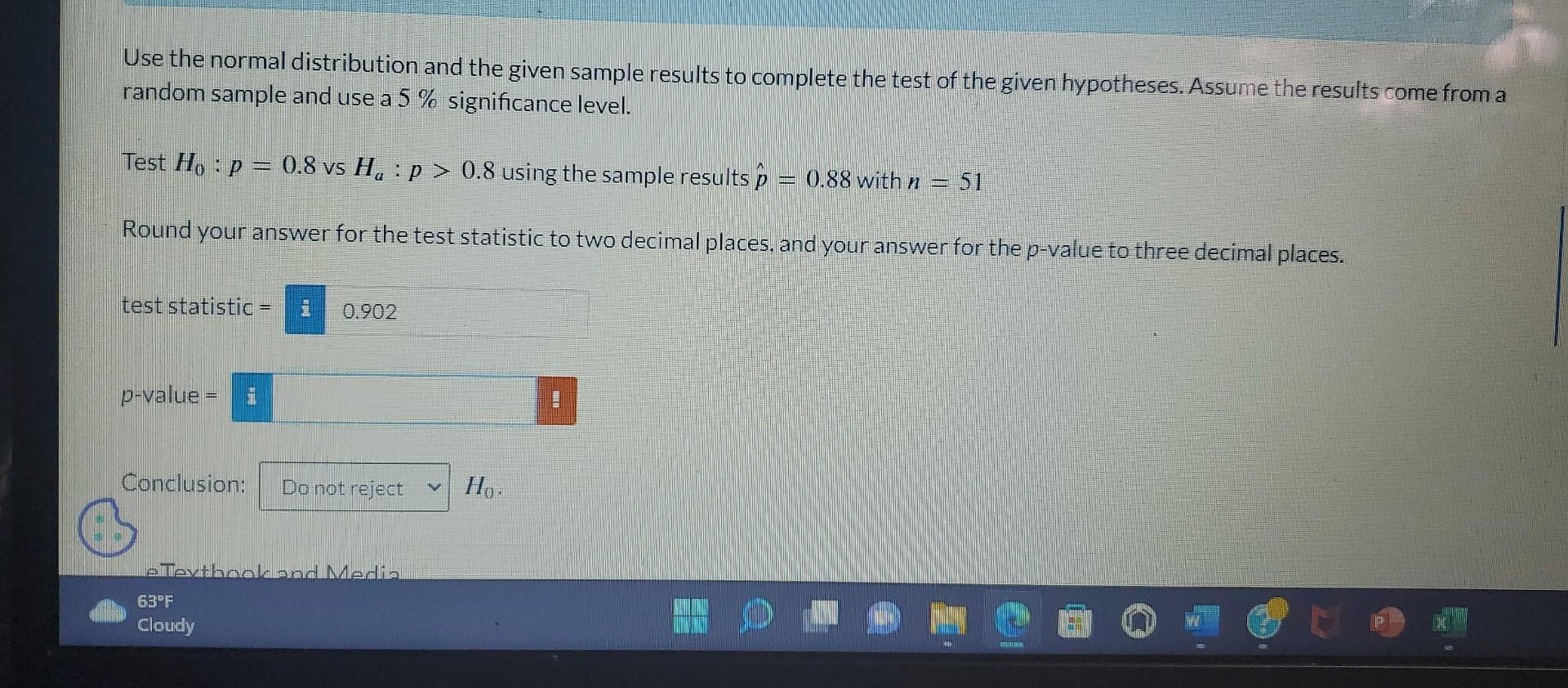 Solved Use the normal distribution and the given sample | Chegg.com