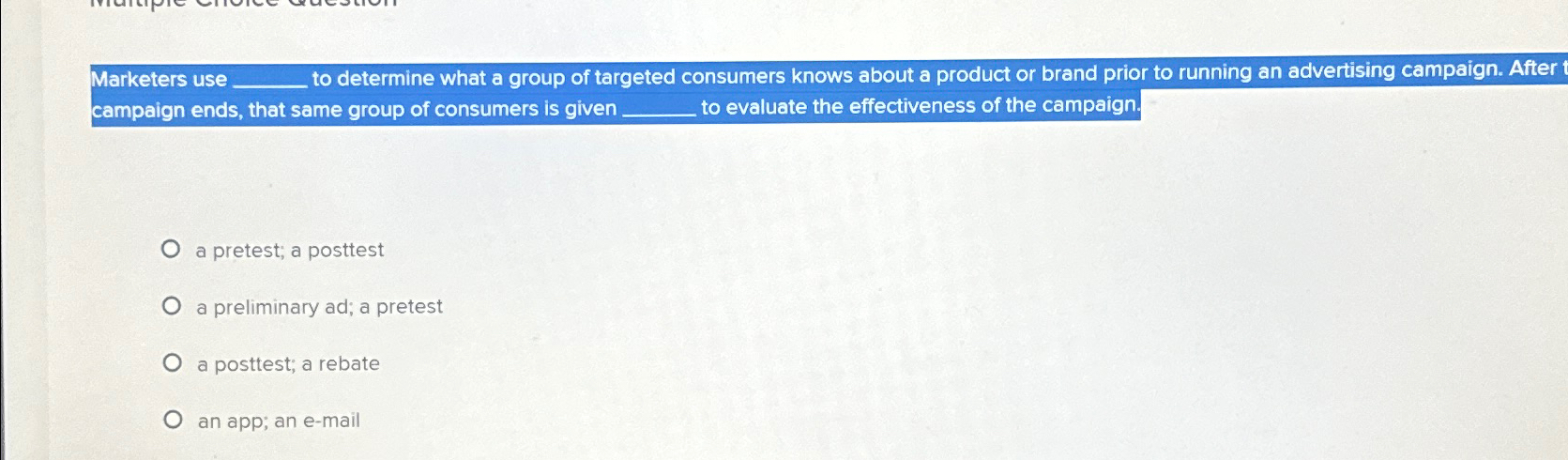 Solved Marketers use to determine what a group of targeted | Chegg.com