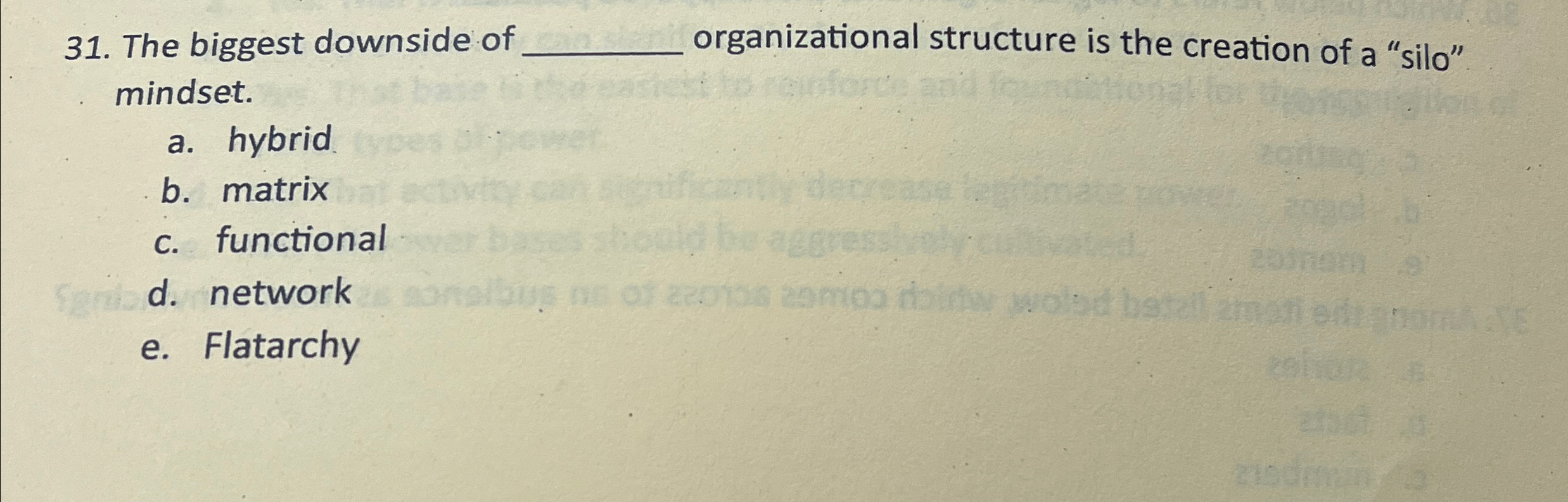 Solved The biggest downside of ﻿organizational structure | Chegg.com