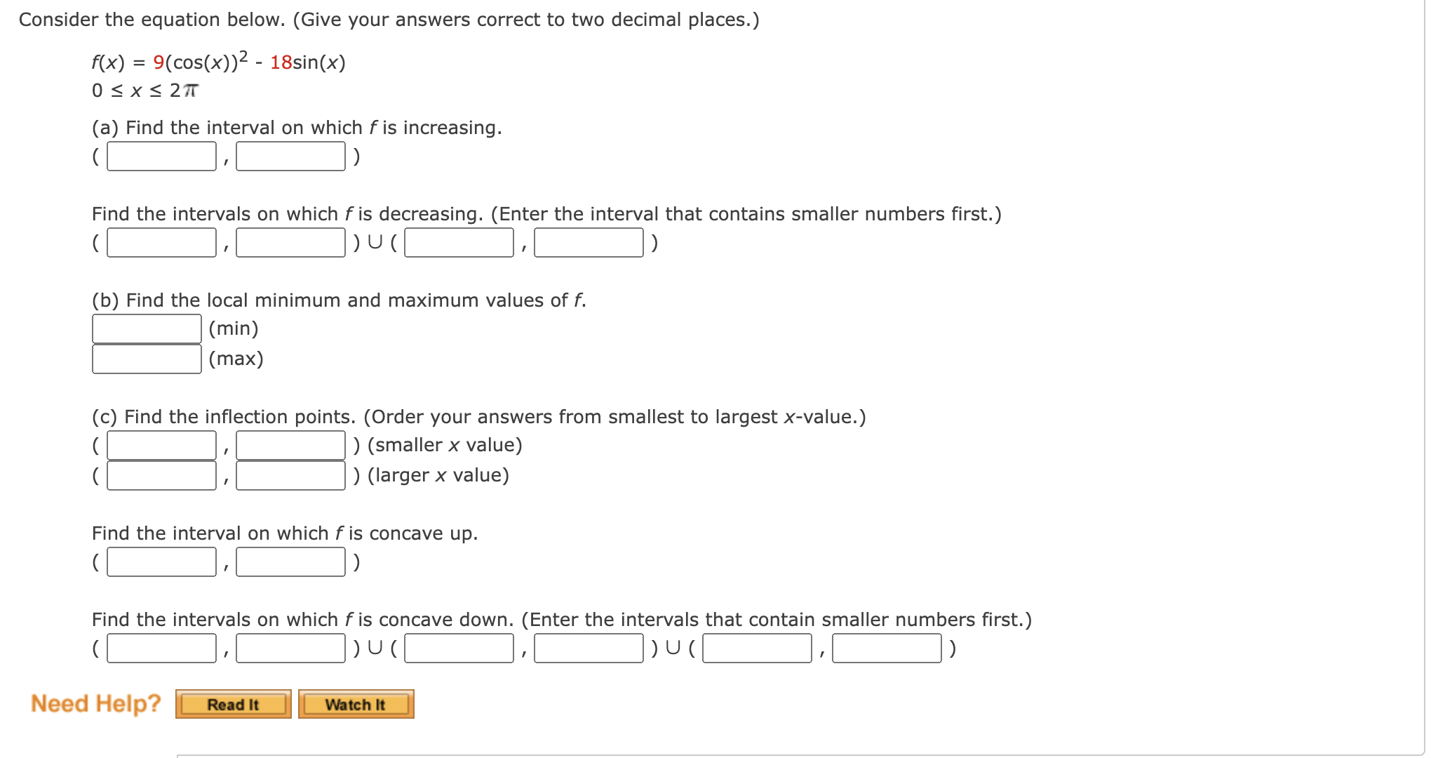 Solved Consider the equation below. (Give your answers | Chegg.com