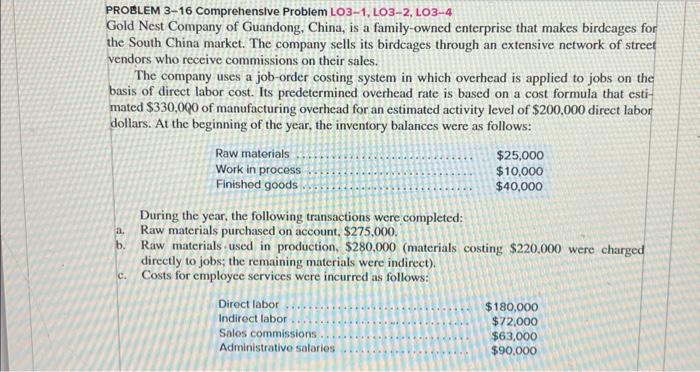 Solved PROBLEM 3-16 Comprehensive Problem LO3-1, LO3-2, | Chegg.com