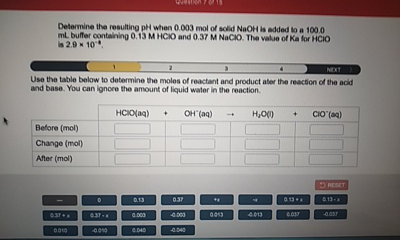 Solved Question 701 10 Determine the resulting pH when 0.003 | Chegg.com
