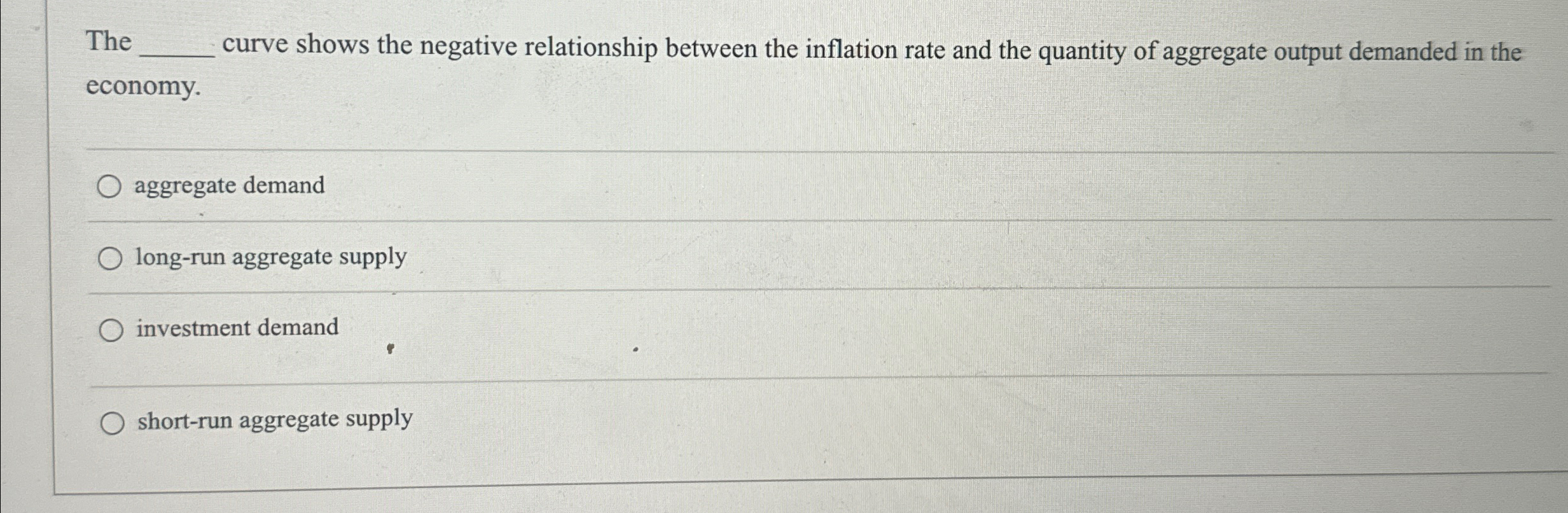 Solved The ﻿curve shows the negative relationship between | Chegg.com