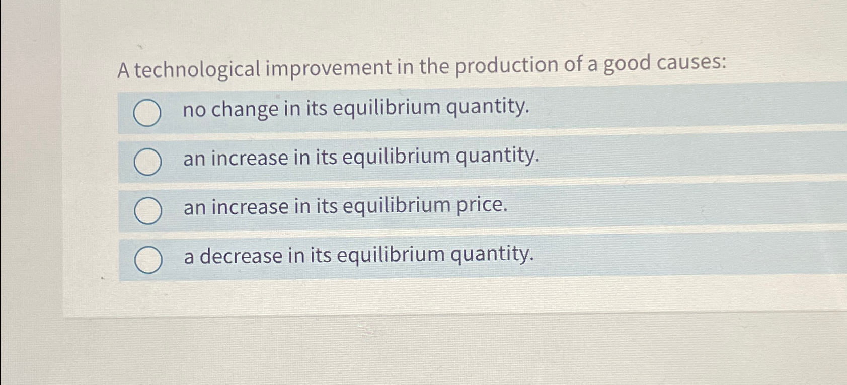 Solved A technological improvement in the production of a | Chegg.com