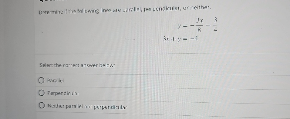Solved Determine if the following lines are parallel, | Chegg.com