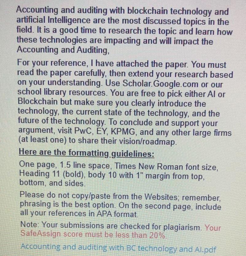 Solved Accounting and auditing with blockchain technology | Chegg.com