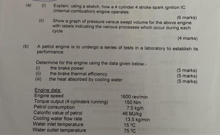 Solved (a) (i) Explain, using a sketch, how a 4 cylinder 4 | Chegg.com