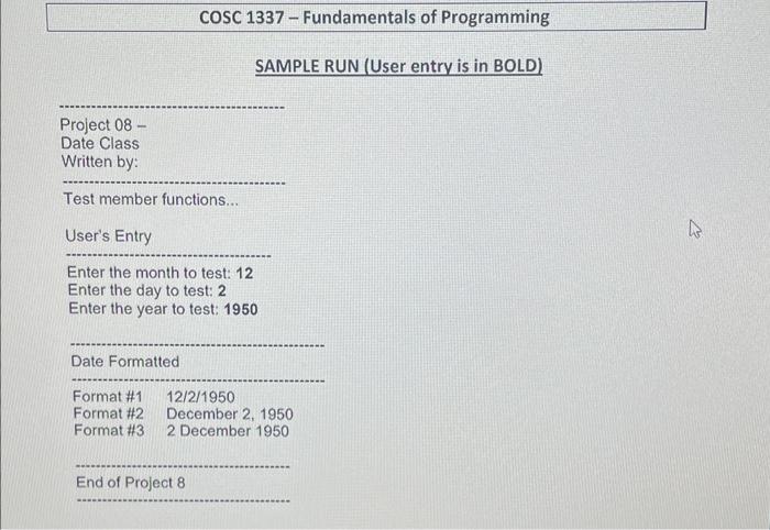 Solved Assignment 08 Date Class Your Job Is To Write A