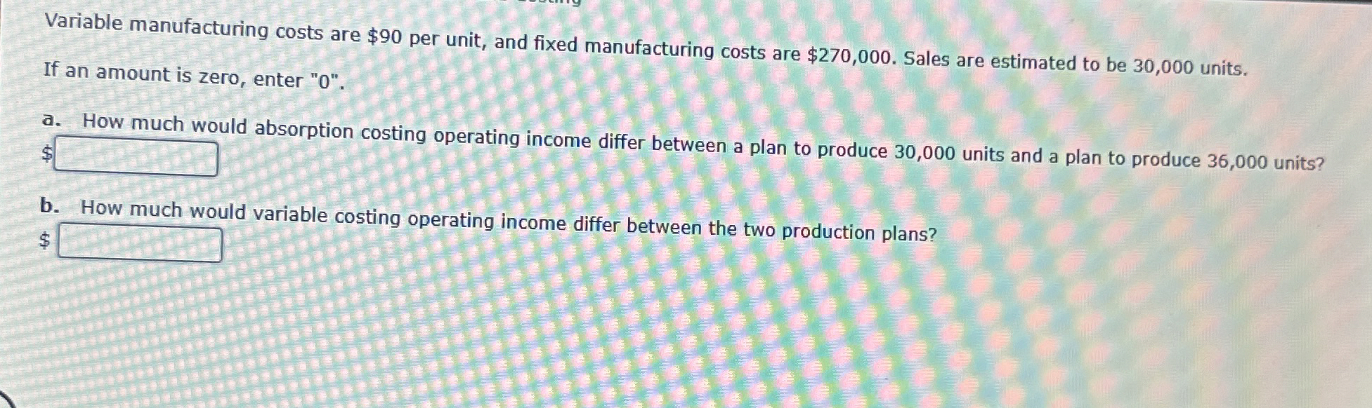 Solved Variable manufacturing costs are $90 ﻿per unit, and | Chegg.com