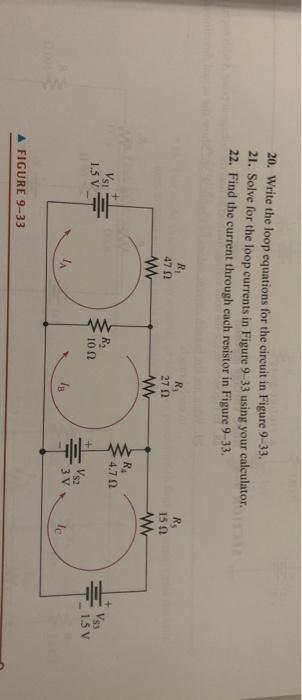 Solved 20. Write the loop equations for the circuit in | Chegg.com