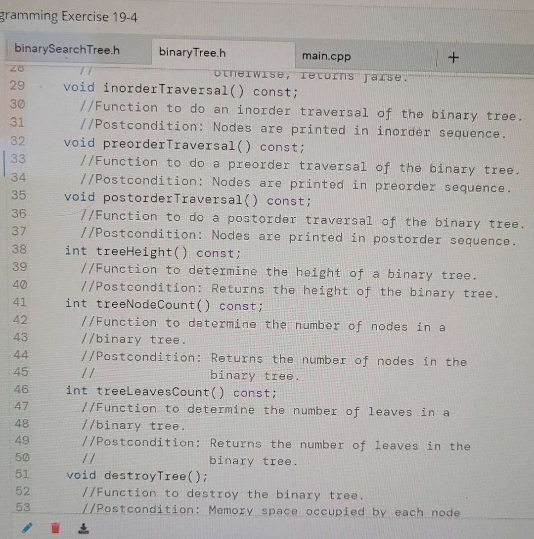 Solved gramming Exercise 19-4 binarySearch Tree.h binary | Chegg.com