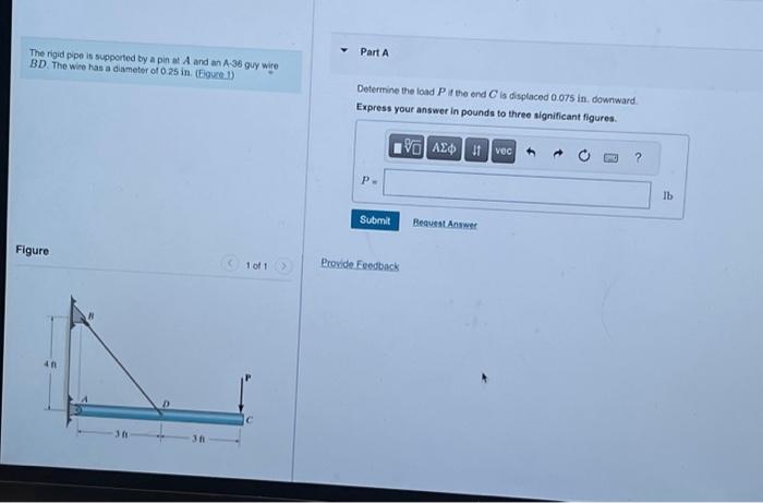 Solved The rigid ppo is supponted by a pin at A and an A36 | Chegg.com
