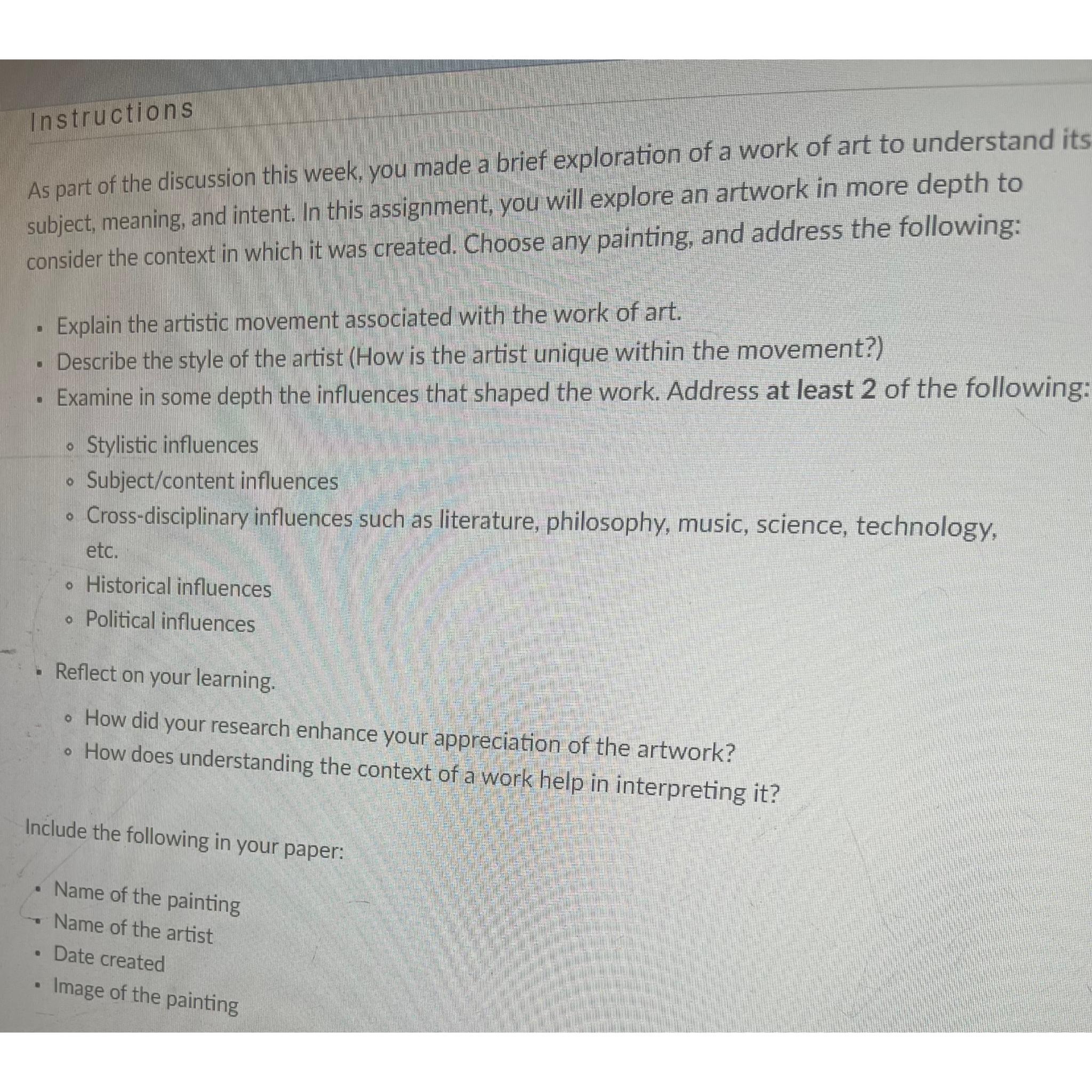 Solved InstructionsAs part of the discussion this week, you | Chegg.com
