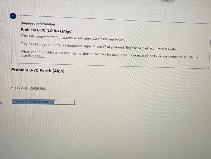 Solved Required information Problem 8-70 (LO 8.4) (Algo) | Chegg.com