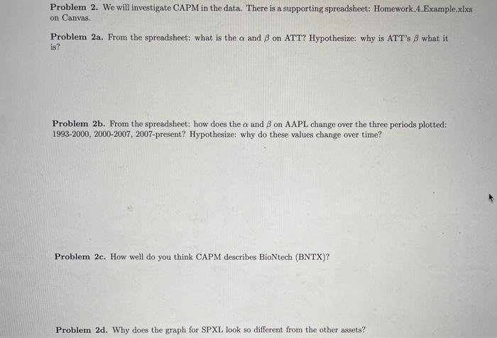 Problem 2. We will investigate CAPM in the data. | Chegg.com