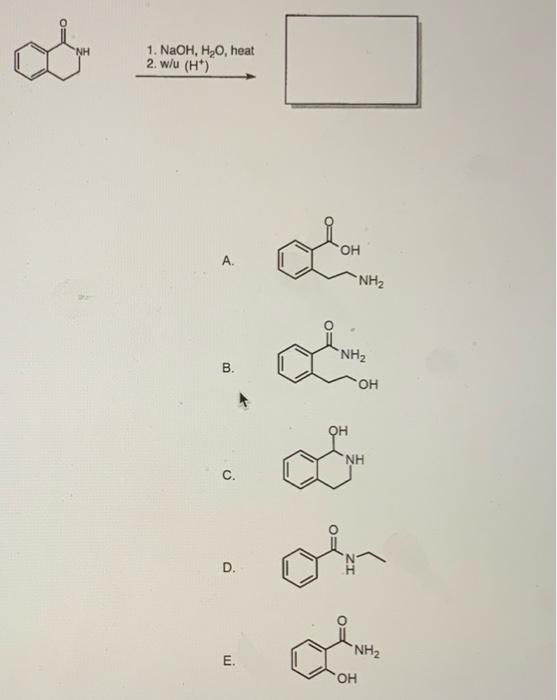 Solved NH 1. NaOH, H2O, heat 2. w/u (H) OH A. NH2 NH2 B. OH | Chegg.com Solved NH 1. NaOH, H2O, heat 2. w/u (H) OH A. NH2 NH2 B. OH | Chegg.com
