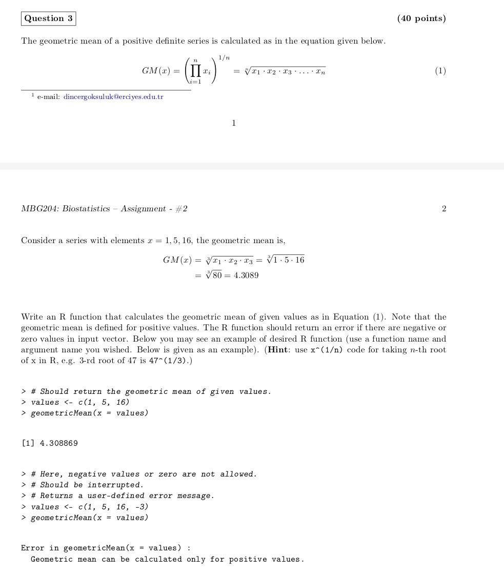 Solved The geometric mean of a positive definite series is | Chegg.com