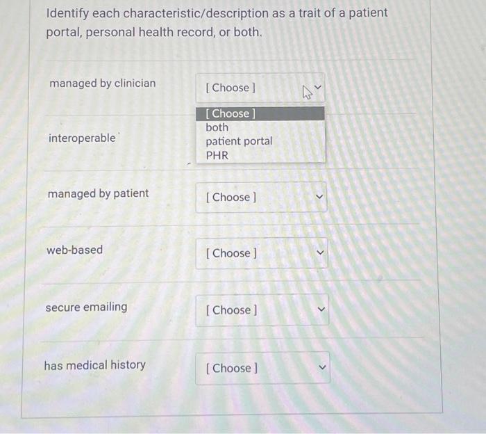 Identify each characteristic/description as a trait | Chegg.com