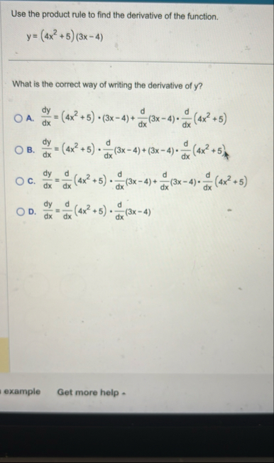 Solved Use the product rule to find the derivative of the | Chegg.com