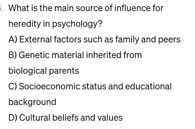 Solved psychology:What is the main source of influence for | Chegg.com