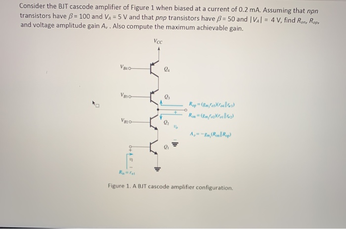 Solved Consider the BJT cascode amplifier of Figure 1 when | Chegg.com