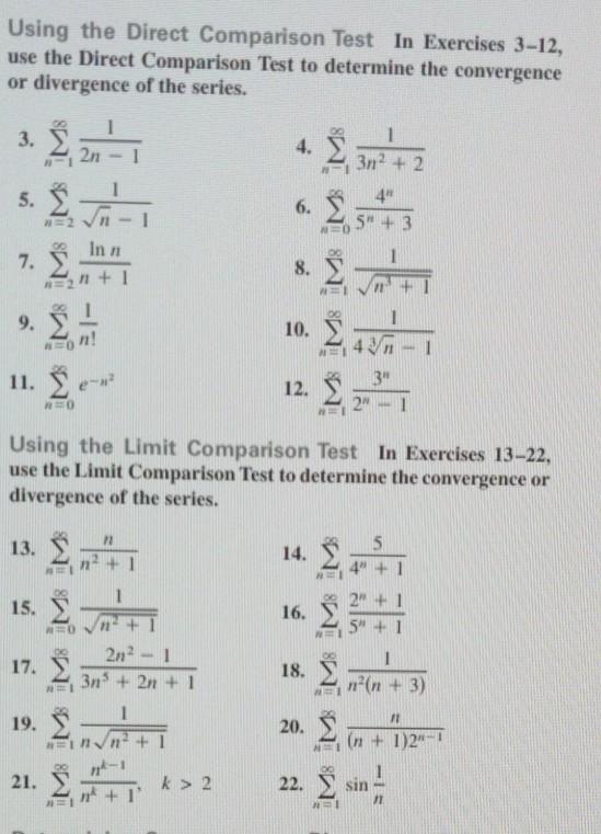 Solved Using the Direct Comparison Test In Exercises 3-12, | Chegg.com