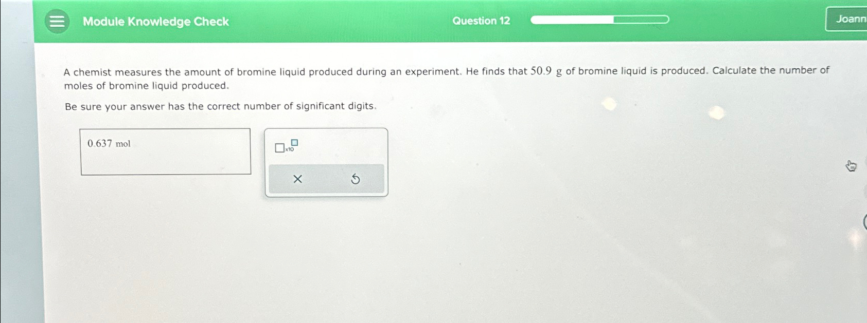 Solved Module Knowledge CheckQuestion 12A chemist measures | Chegg.com