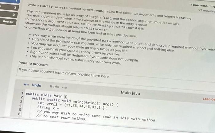 Solved Write a pubzio atatio method nomed avgequa 1 To that | Chegg.com