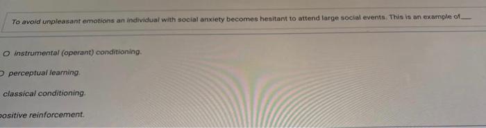 Solved To avoid unpleasant emotions an individual with | Chegg.com