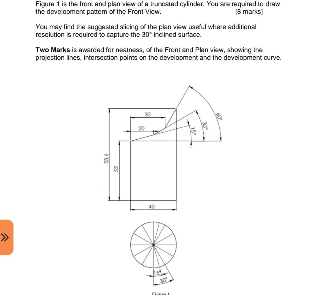 Solved Figure 1 is the front and plan view of a truncated | Chegg.com