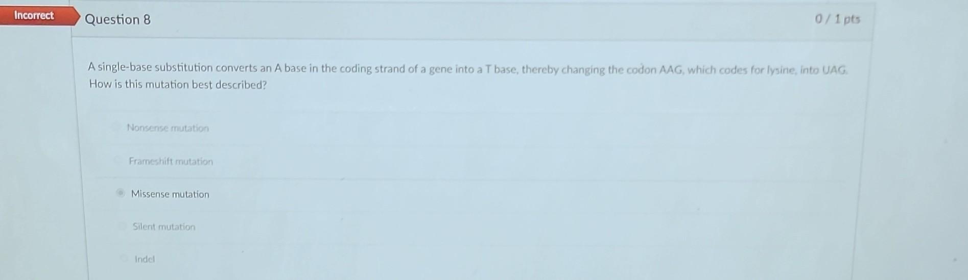 Solved A single-base substitution converts an A base in the | Chegg.com