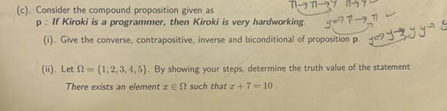 (c). Consider the compound proposition given as p : | Chegg.com