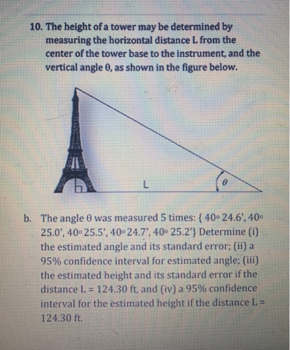 Solved 10. The height of a tower may be determined by | Chegg.com