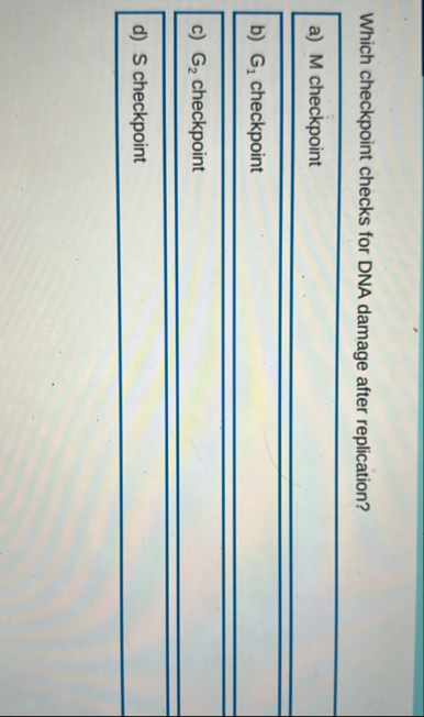 Solved Which checkpoint checks for DNA damage after | Chegg.com