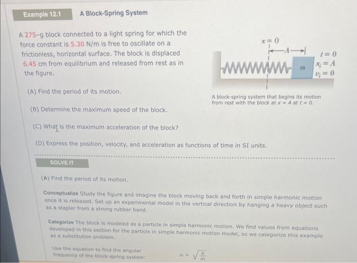 Solved A 275-g block connected to a light spring for which | Chegg.com