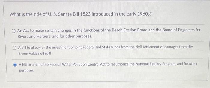 What is the title of U.S. Senate Bill 1523 introduced | Chegg.com