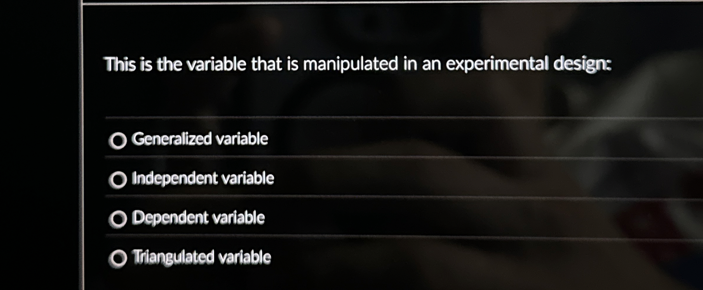 Solved This is the variable that is manipulated in an | Chegg.com
