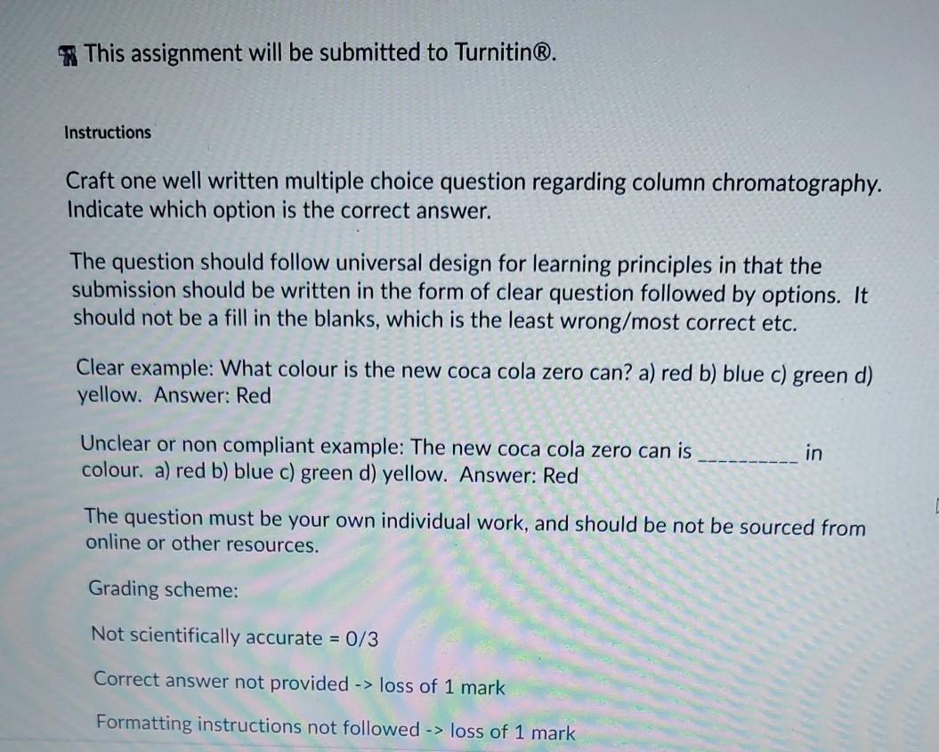 * This assignment will be submitted to Turnitin®. | Chegg.com