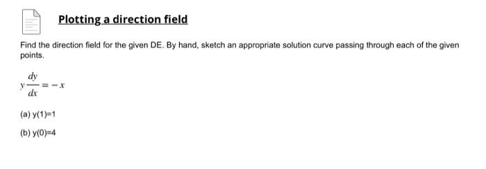 Solved Plotting a direction field Find the direction field | Chegg.com