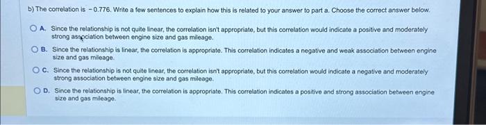 The accompanying scatterplot shows engine size | Chegg.com