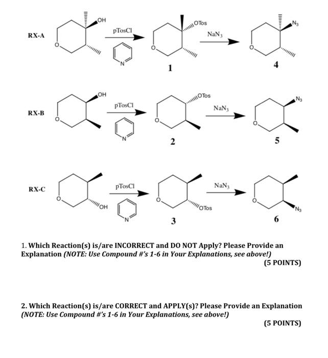 Solved RX-A 1 NaN3 4 RX-B RX-C 1. Which Reaction(s) is/are | Chegg.com