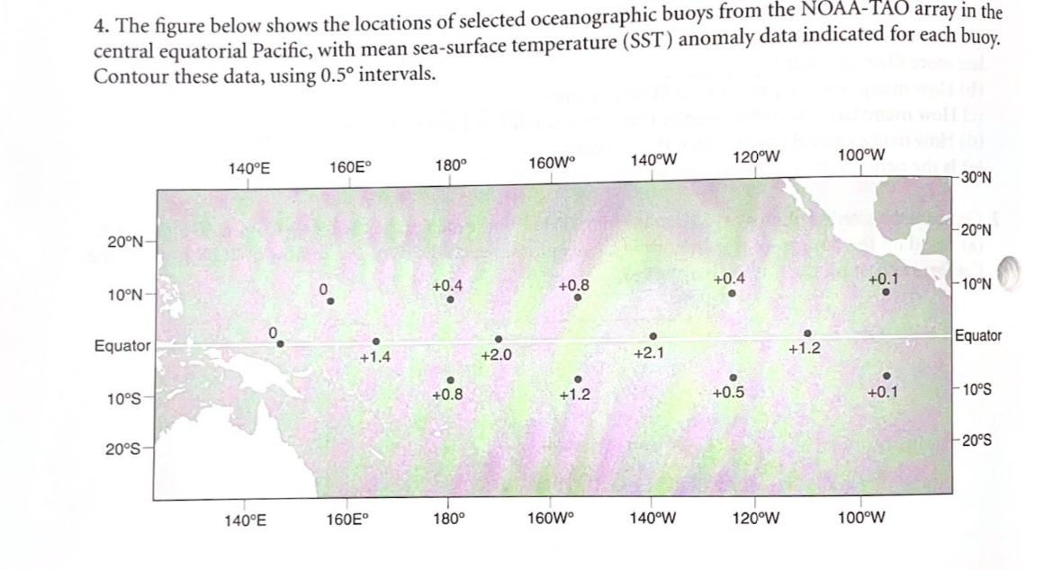 Solved Please contour the map using 0.5 ﻿degree intervals. | Chegg.com