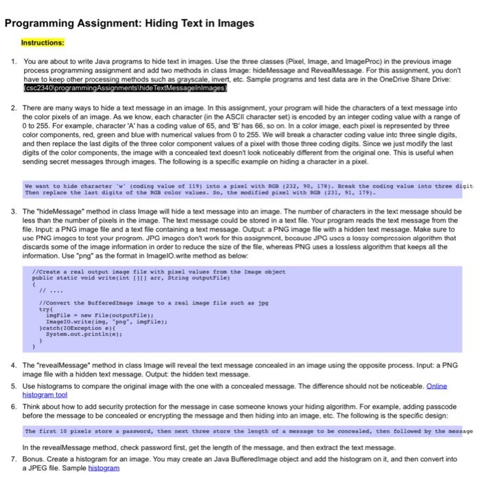 Solved Programming Assignment: Hiding Text in Images | Chegg.com
