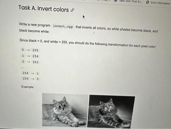 Solved Write a new program invert.cpp that inverts all | Chegg.com