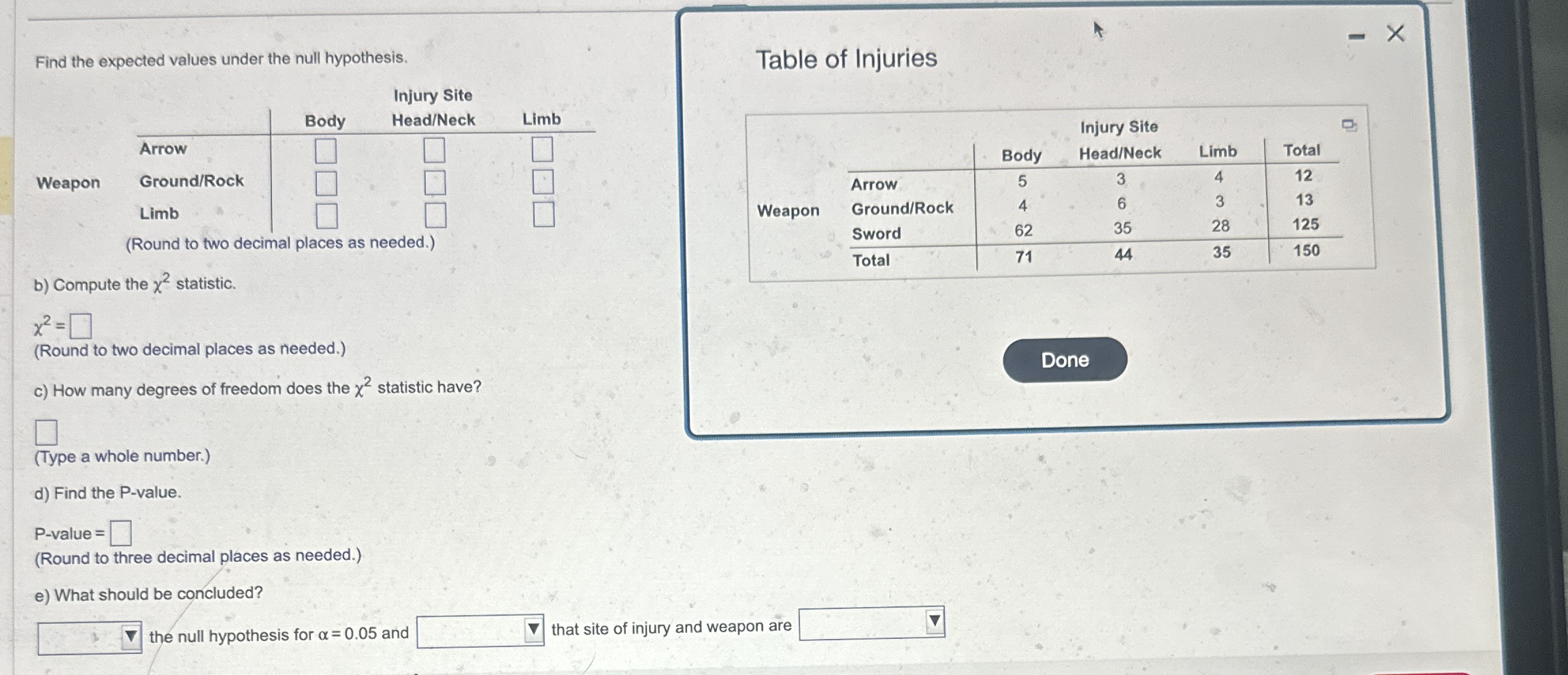 Solved Find the expected values under the null hypothesis.b) | Chegg.com
