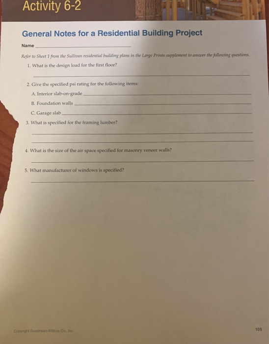 Activity 6-2 General Notes for a Residential Building | Chegg.com