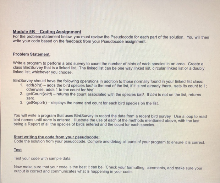 Solved Module 5B-Coding Assignment For the problem statement | Chegg.com