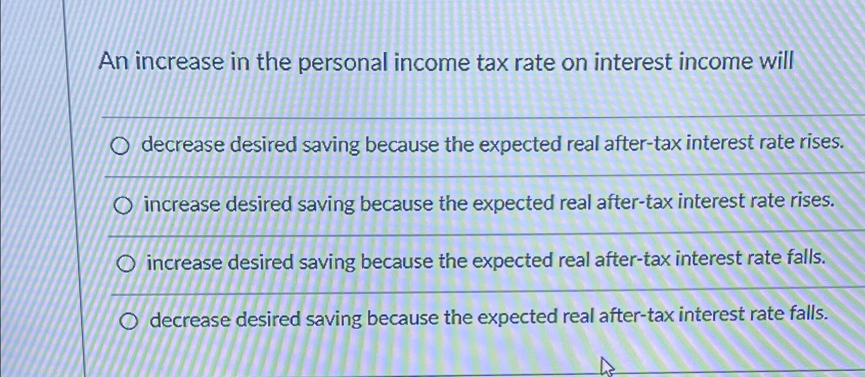 Solved An increase in the personal income tax rate on | Chegg.com