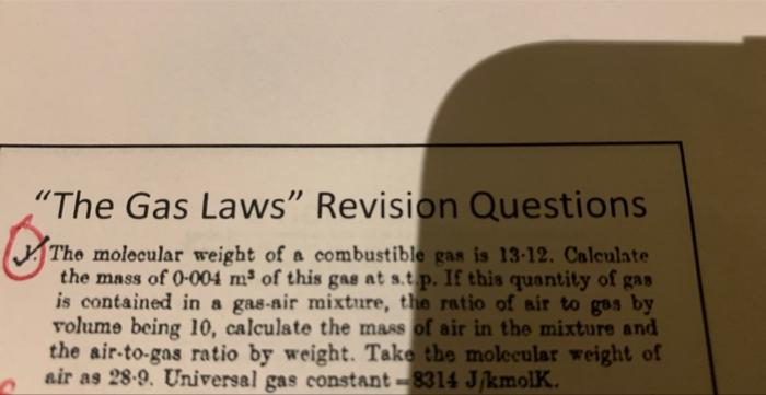 Solved "The Gas Laws" Revision Questions The molecular | Chegg.com