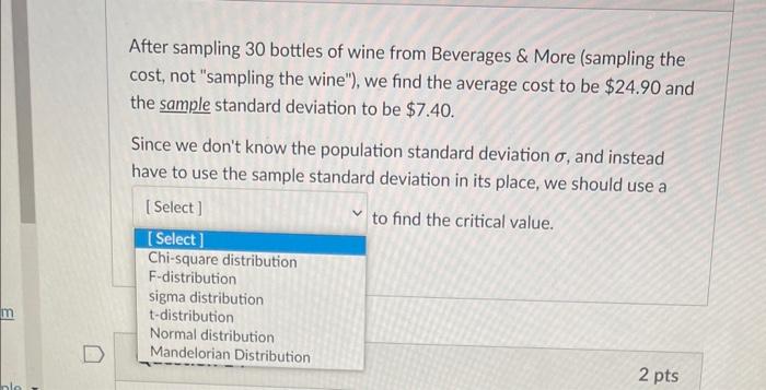 Solved After sampling 30 bottles of wine from Beverages \& | Chegg.com